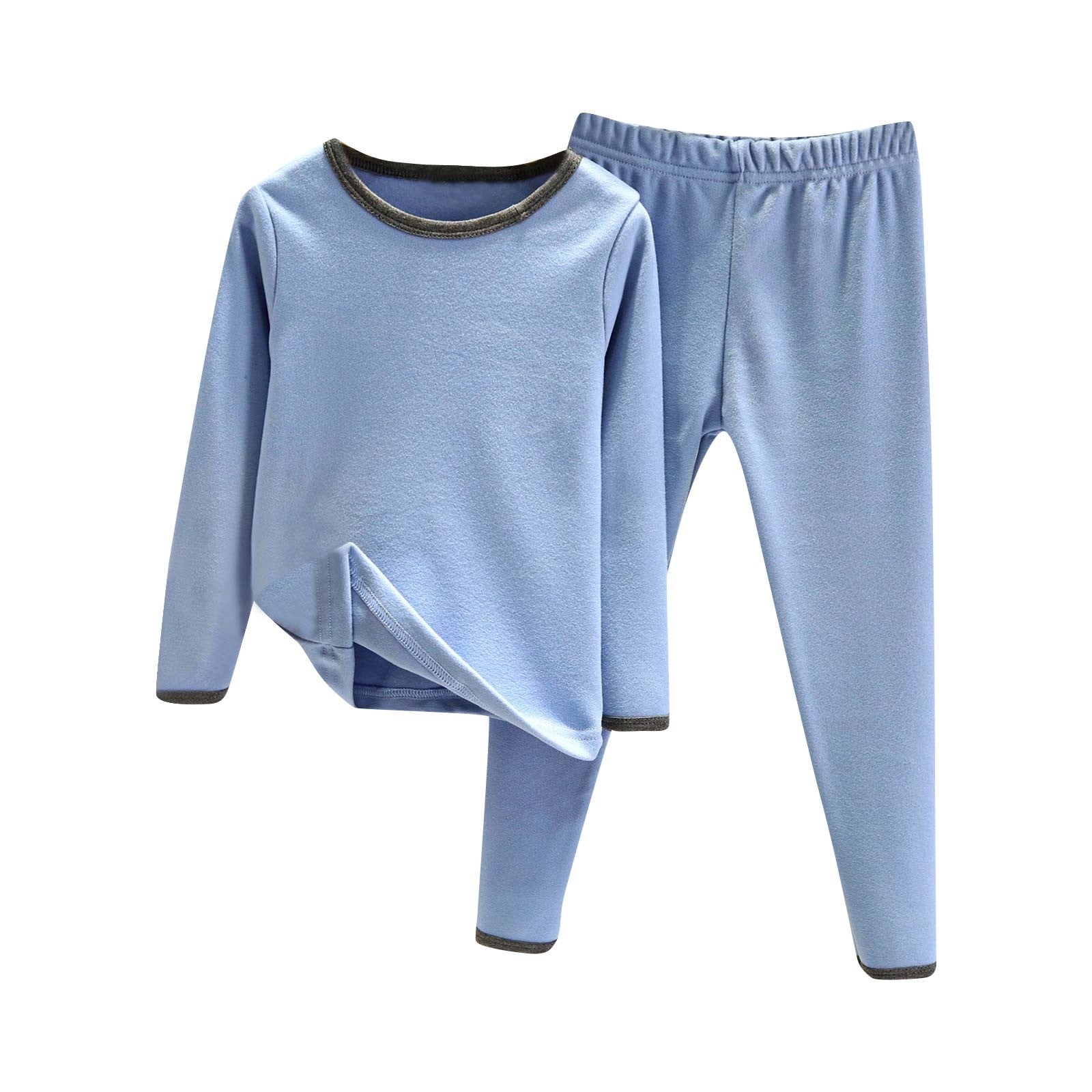Odeerbi Toddler Kids Boys Girls Fleece Lined Pajamas Set Winter Warm Solid Color 2 Piece Lounge ...