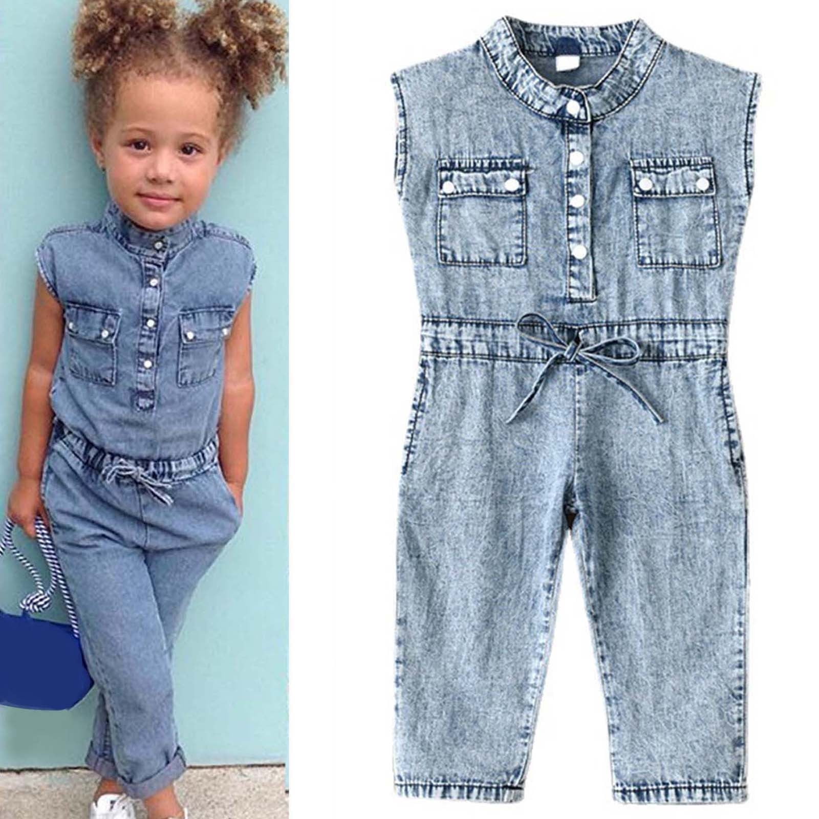 Odeerbi Toddler Romper Baby Boys Girls Clothes Sleeveless Denim Romper ...