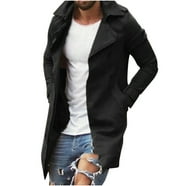 Guzom Mens Trench Coats- Button Down Comfy Fall and Winter Casual Mens ...
