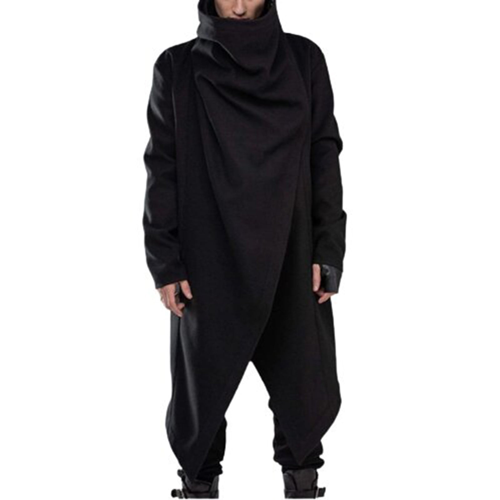 Odeerbi Trench Coats for Men Cape Jacket Street Style High Collar Solid ...