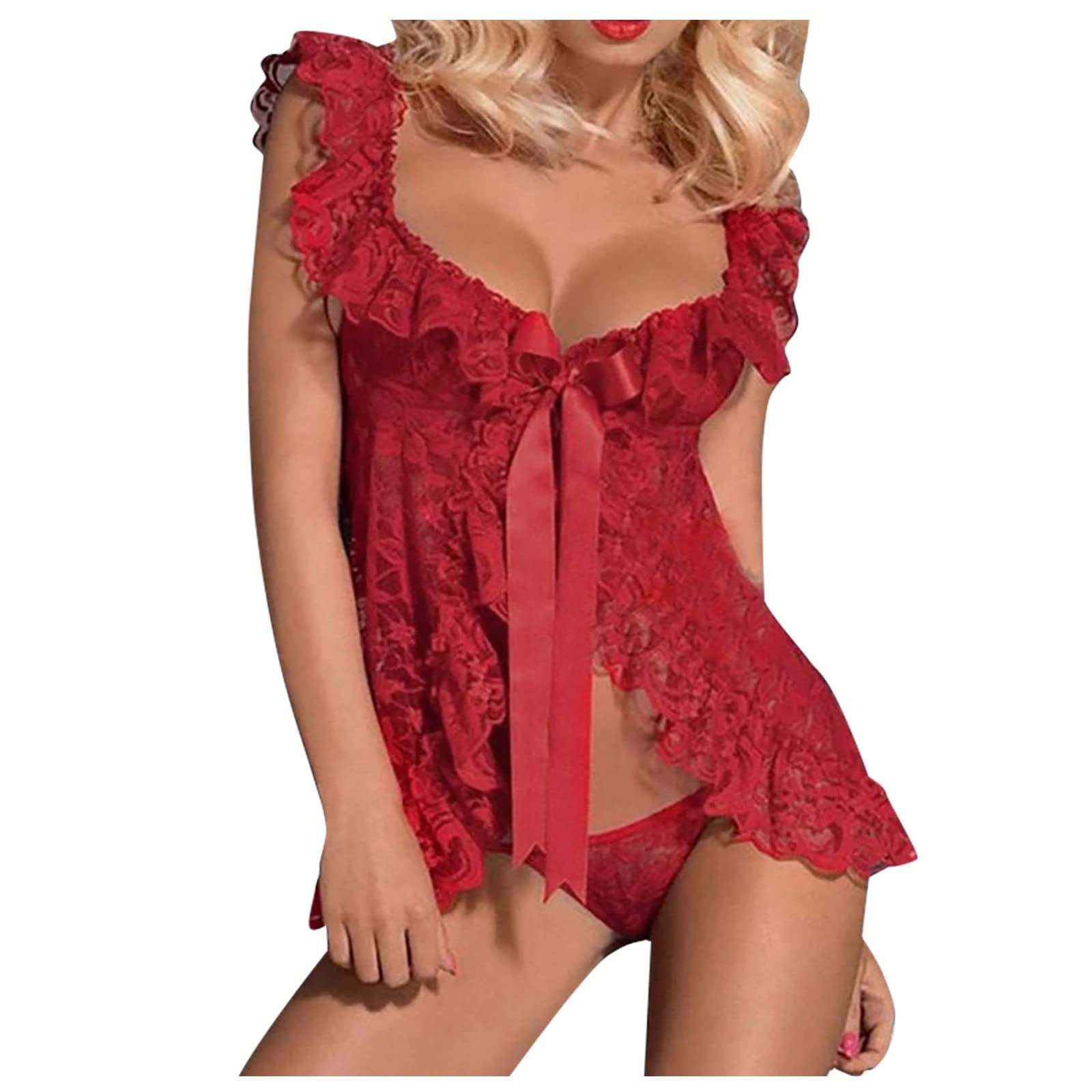 Odeerbi Womens Lingerie Dress Set 2024 Valentines Day Sexy Lace Sexy