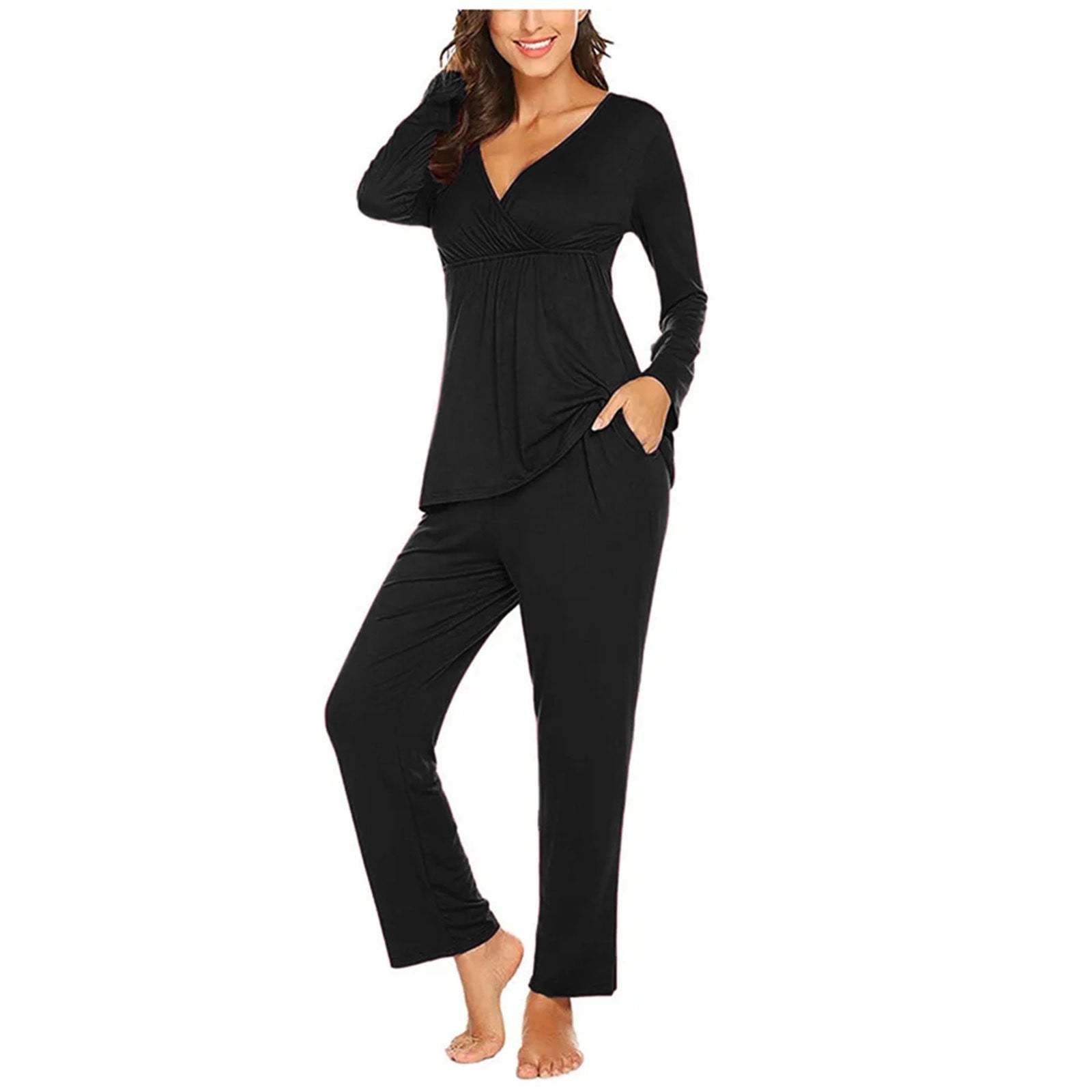 Odeerbi Women's Maternity Pajama Set Nursing Breastfeeding Sleepwear ...