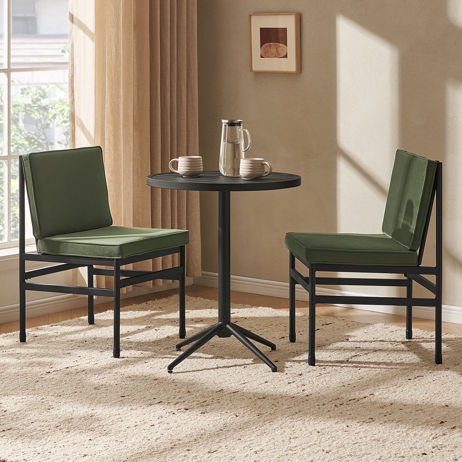 Odelia Bistro Set - Dining Table + Dining Chair Set of 2 (Olive Green ...
