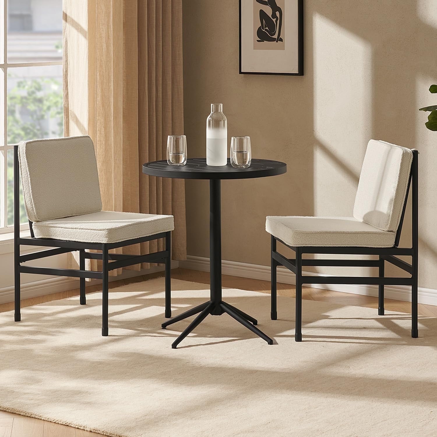 Odelia Bistro Set - Dining Table + Dining Chair Set of 2 (Pearl White ...