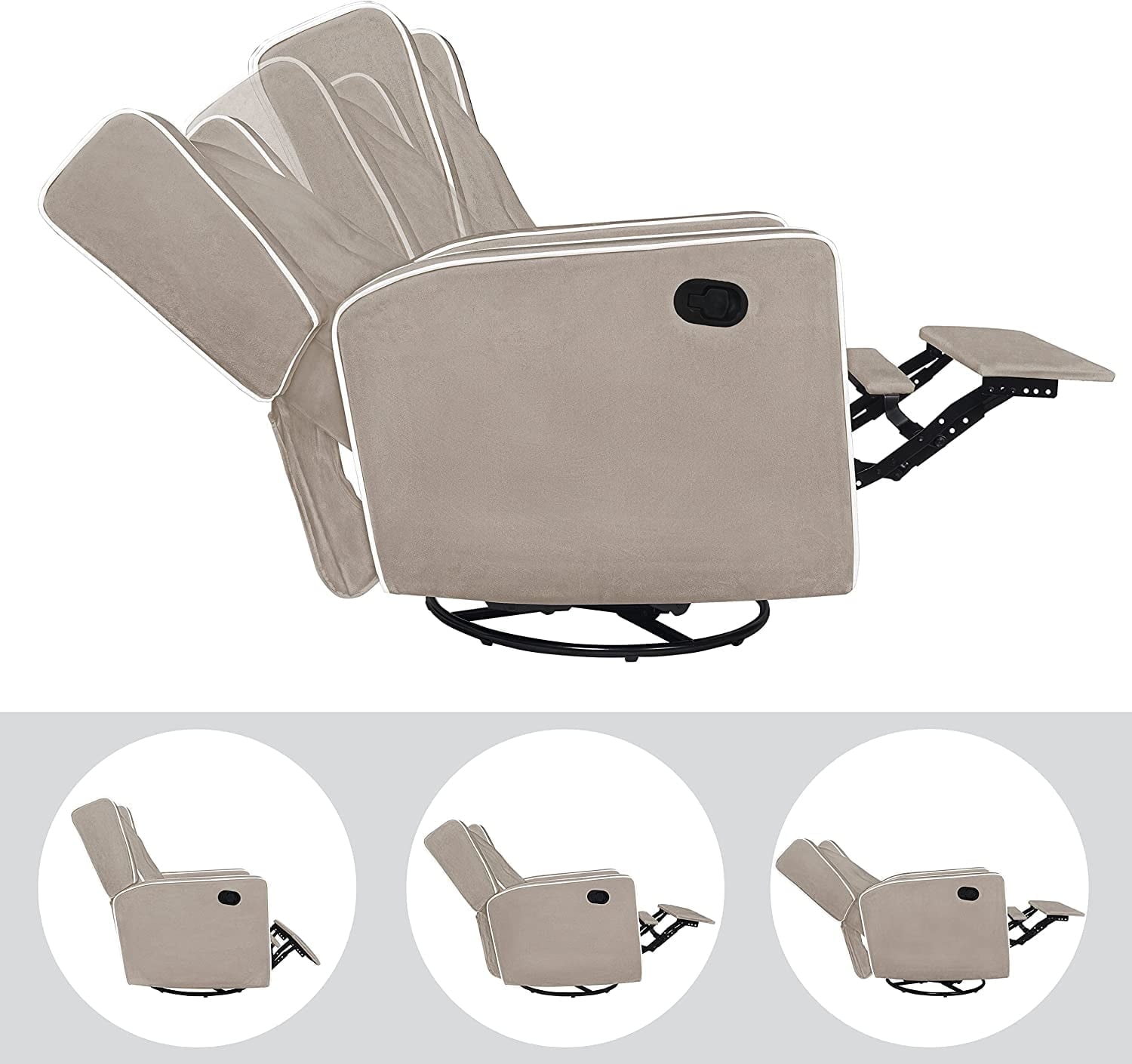 Soft Faux Fur Fabric Rocking Chair, Upholstered Glider Chair with High ...