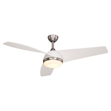 Curtiss MCM Wood Blades Ceiling Fan with LED Light Kit, Satin Brass ...