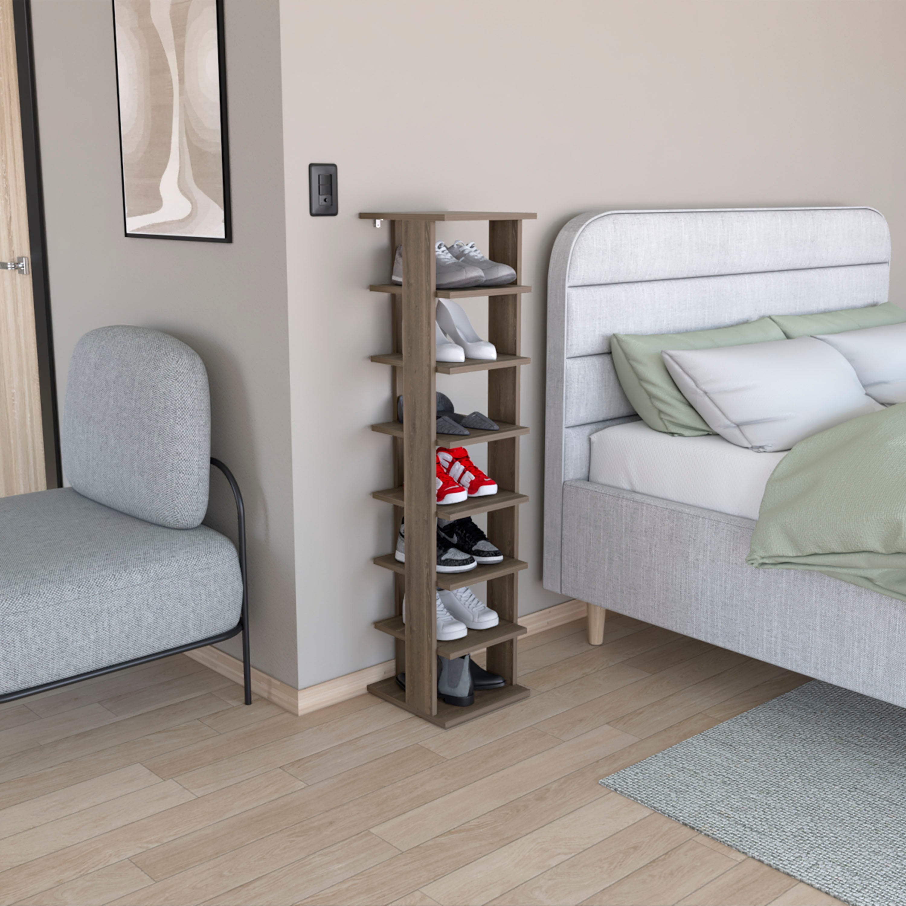 Odesto 48.7" Tall 8-Tier Vertical Shoe Rack, Narrow Shoe Tower for 8 Pairs, Entryway, Living ...