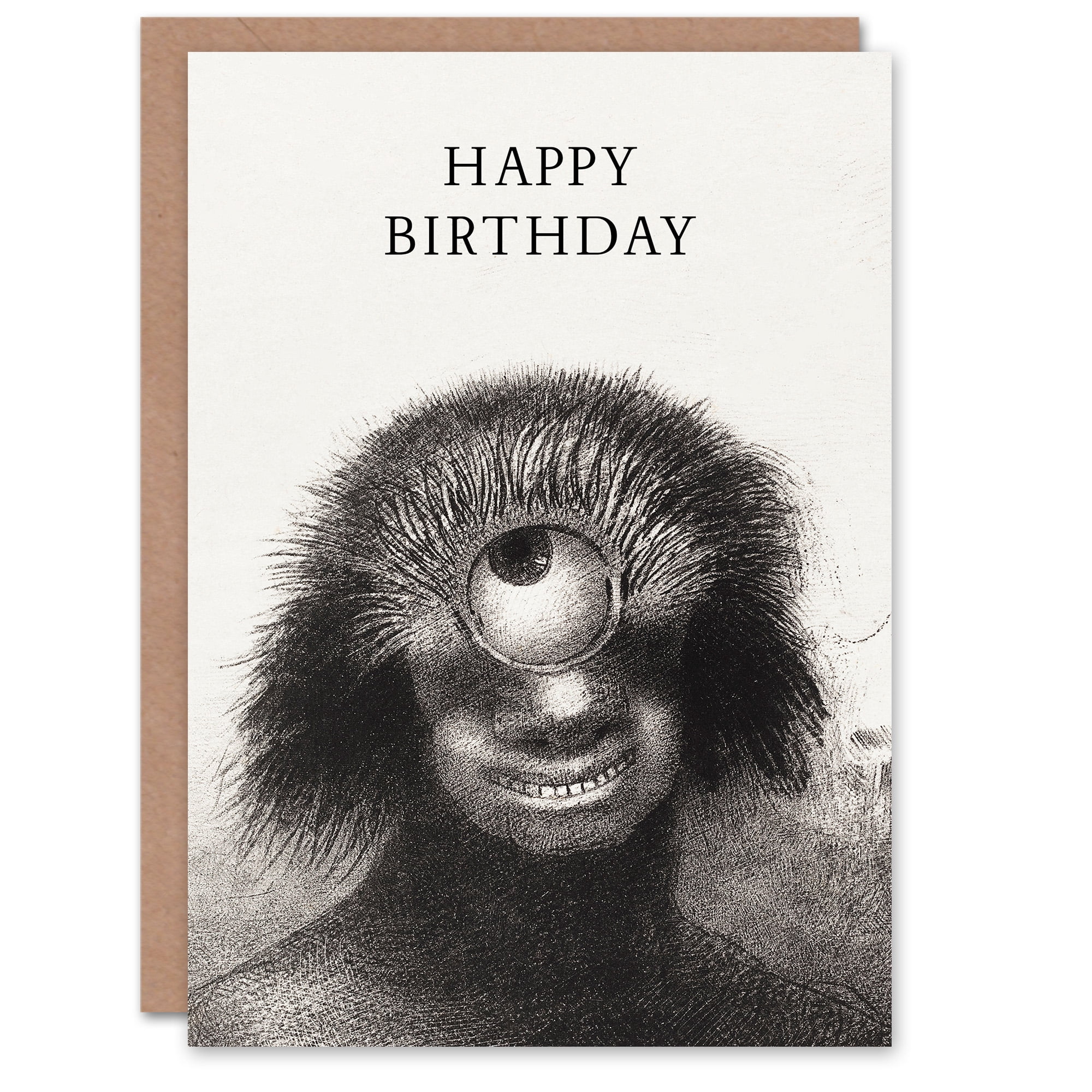 Odilon Redon Birthday Card Smiling Cyclops Pencil Drawing - Walmart.com