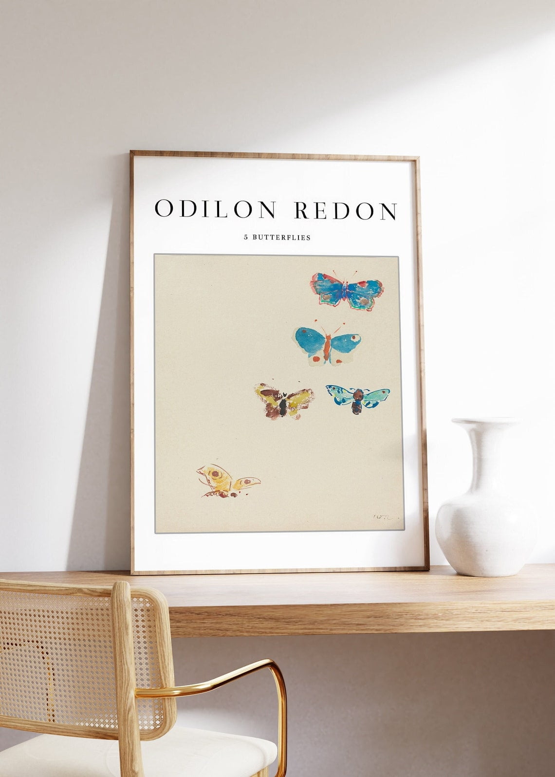 Odilon Redon Exhibition Poster, 5 Butterflies, Floral Art Print, Famous ...