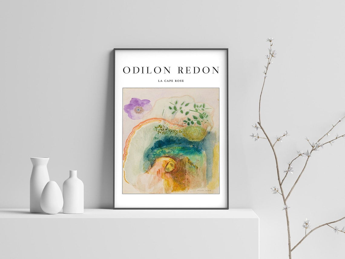 Odilon Redon Exhibition Poster, La Cape Rose, Floral Art Print, Famous ...