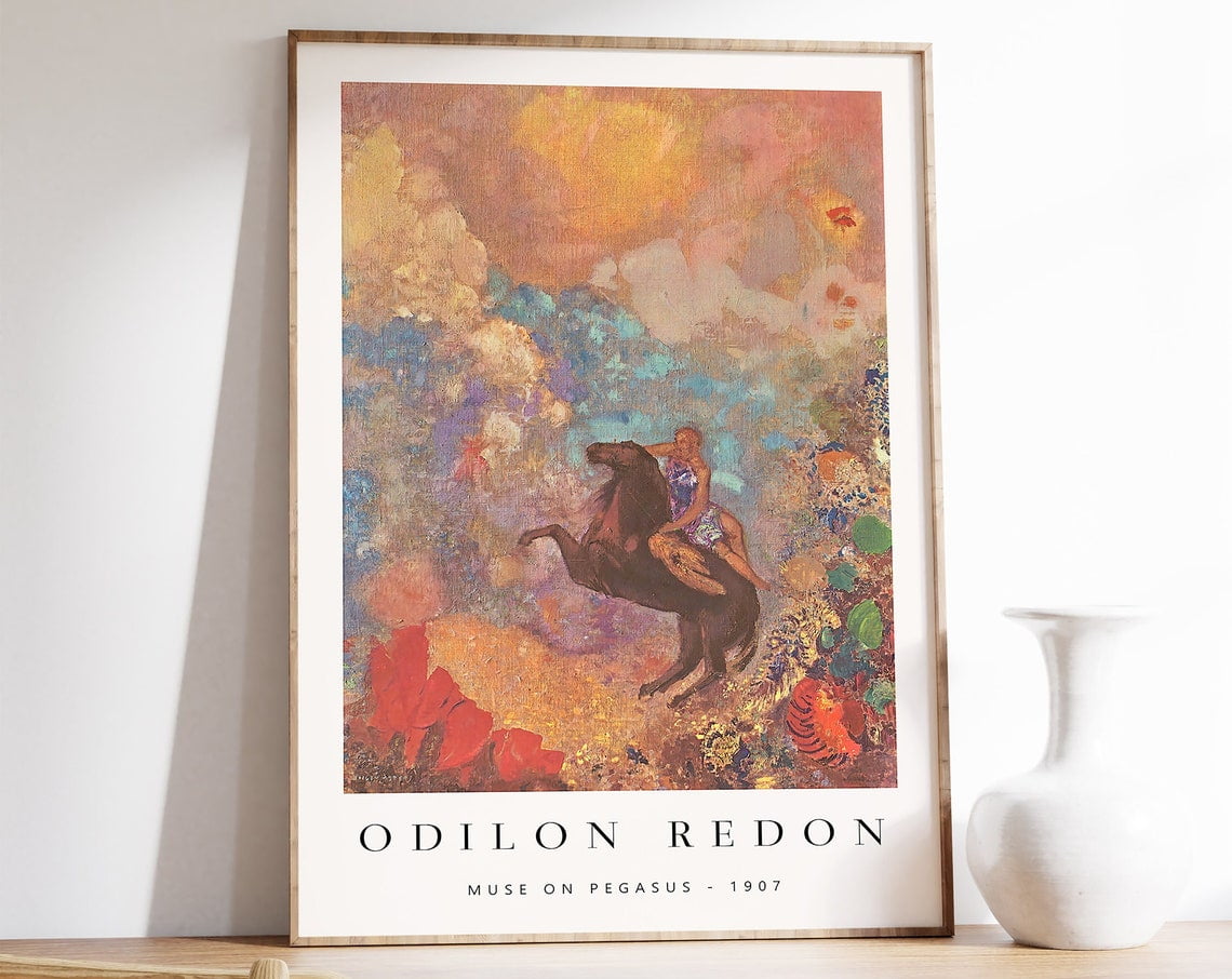Odilon Redon Wall Art, Muse On Pegasus, Odilon Redon Poster, Horse Art ...