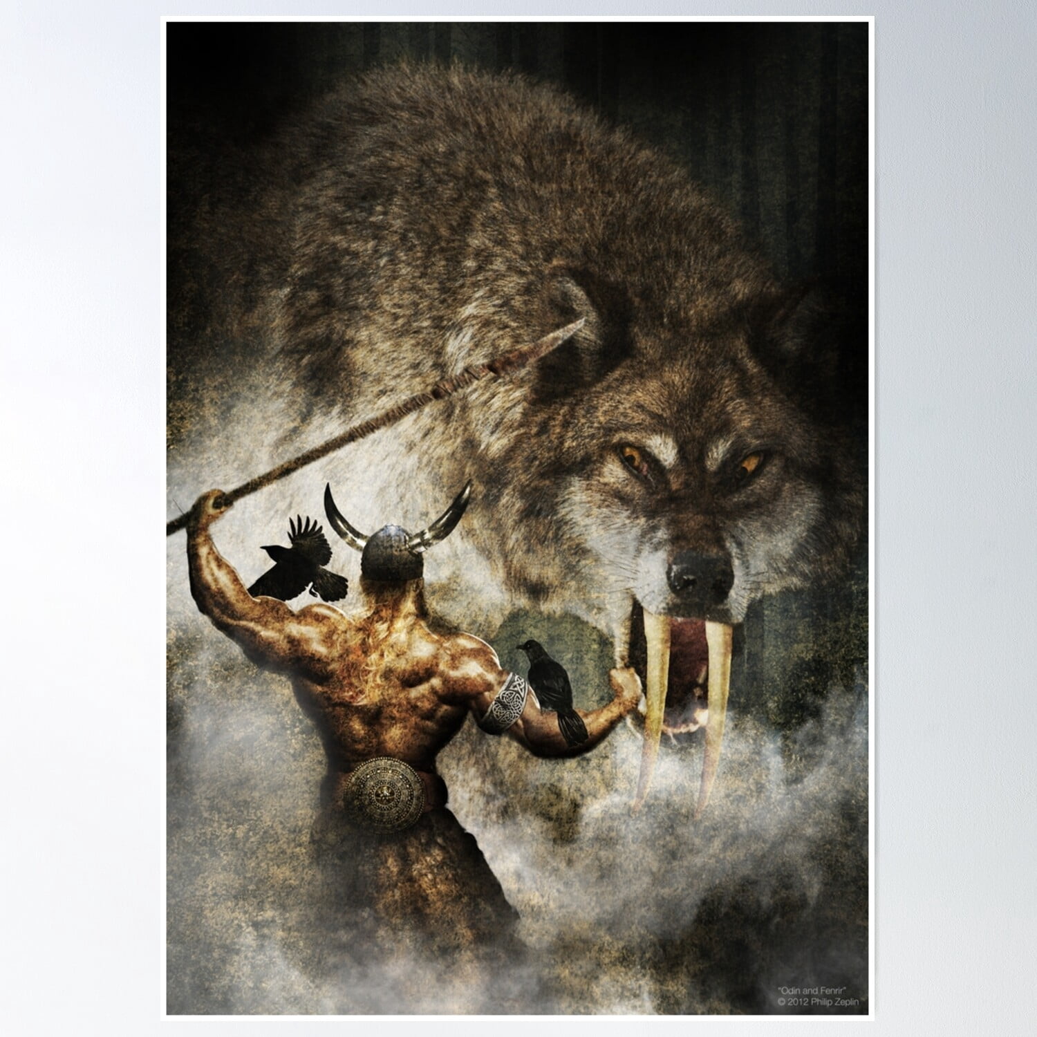 Odin And Fenrir Poster Wall Art, Modern Wall Decor, 8x12 UNFRAMED ...