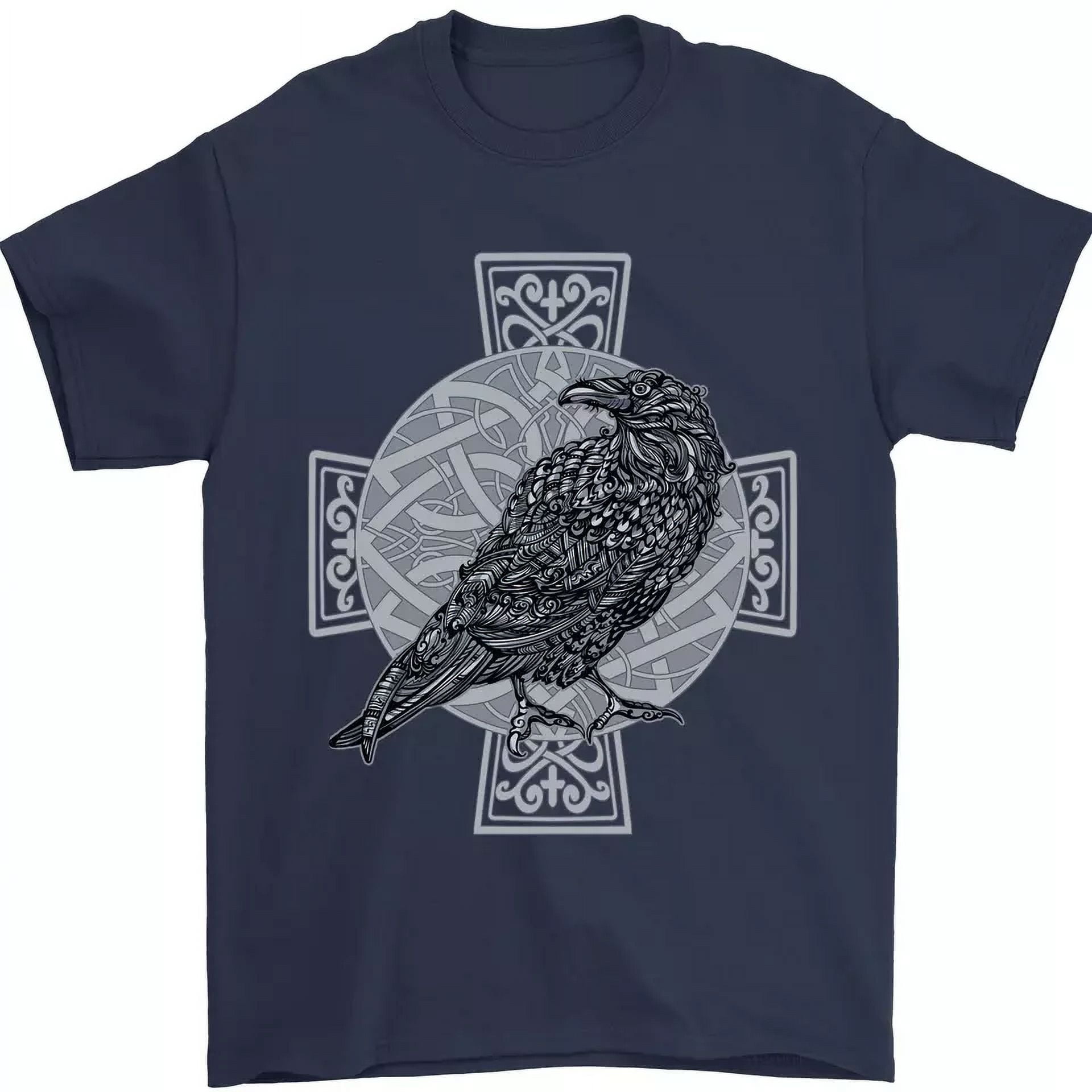 Odin Celtic Raven Viking Tattoo Cross Runic Mens T-Shirt 100% Cotton ...