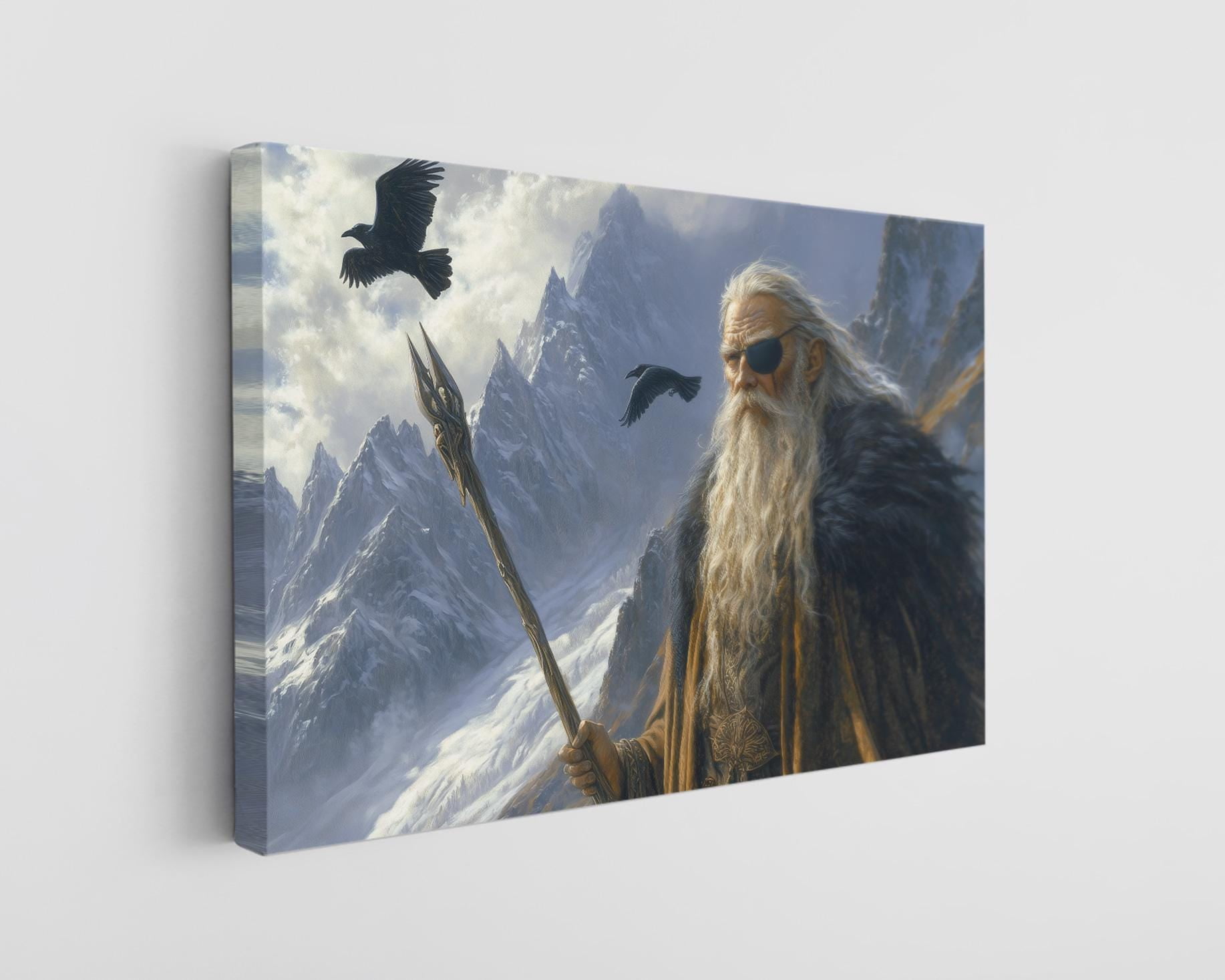 Odin Norse Mythology Canvas Wall Art - High-Quality Viking God Print ...