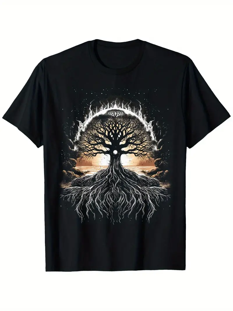 Odin Tree Of Life Viking Valhalla Pagan Unisex Black Cotton T-shirt ...