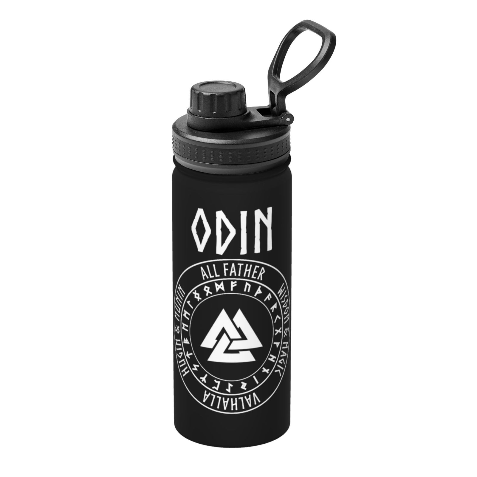 Odin Viking God Valknut with Runes Sports Insulated Water Bottle 18OZ ...