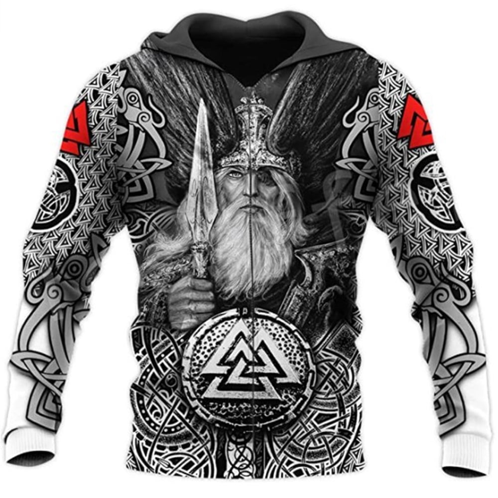Odin viking Ravens zip hoodie warriors 3D Printed Nordic Mythology ...
