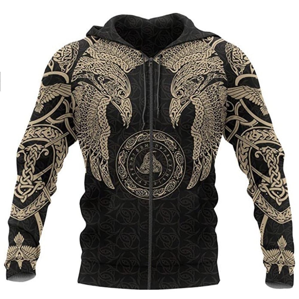 Odin viking Ravens zip hoodie warriors 3D Printed Nordic Mythology ...