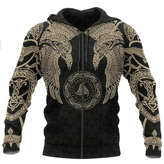 Odin viking Ravens zip hoodie warriors 3D Printed Nordic Mythology ...
