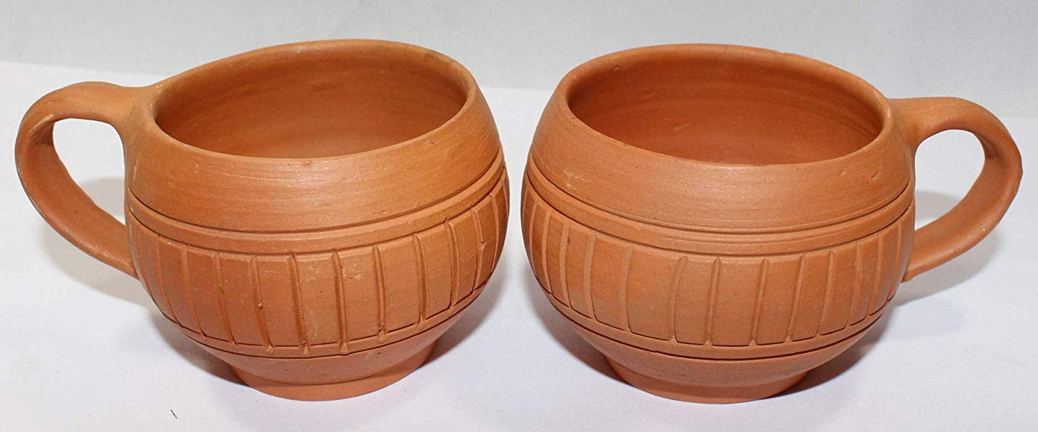 Odishabazaar Handmade Terracotta Clay Cups 2 Pieces 120ml Handmade ...