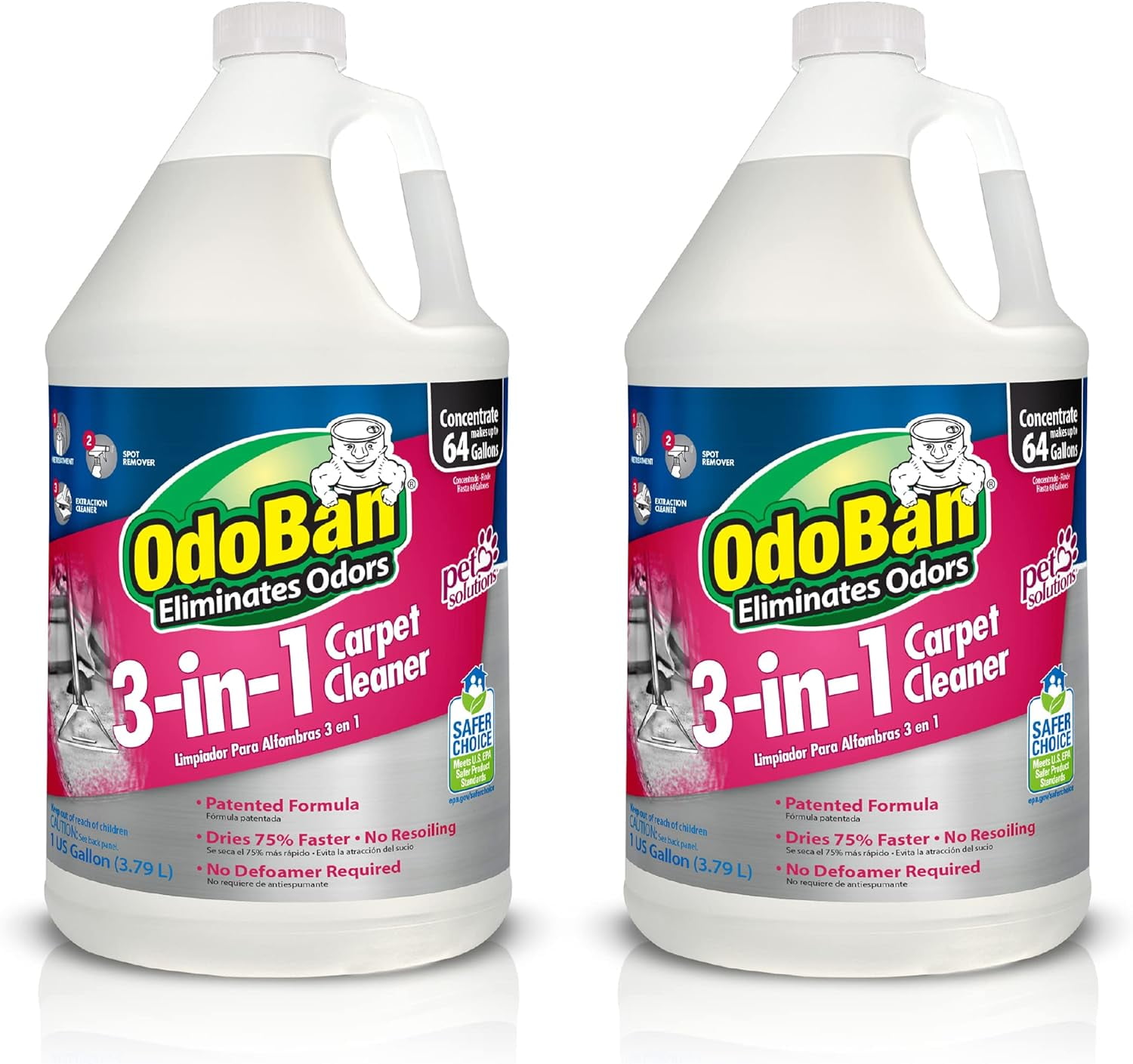 OdoBan 3-in-1 Carpet Cleaner, Set of 2, 1 Gallon Each - Walmart.com