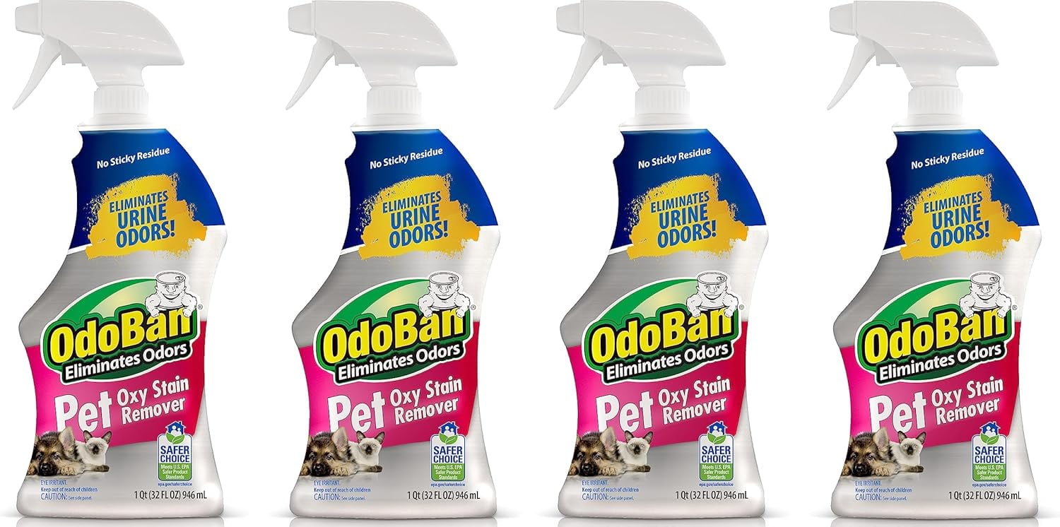 OdoBan Pet Solutions Oxy Stain Remover, 4-Pack, 32 Ounce Spray Each ...
