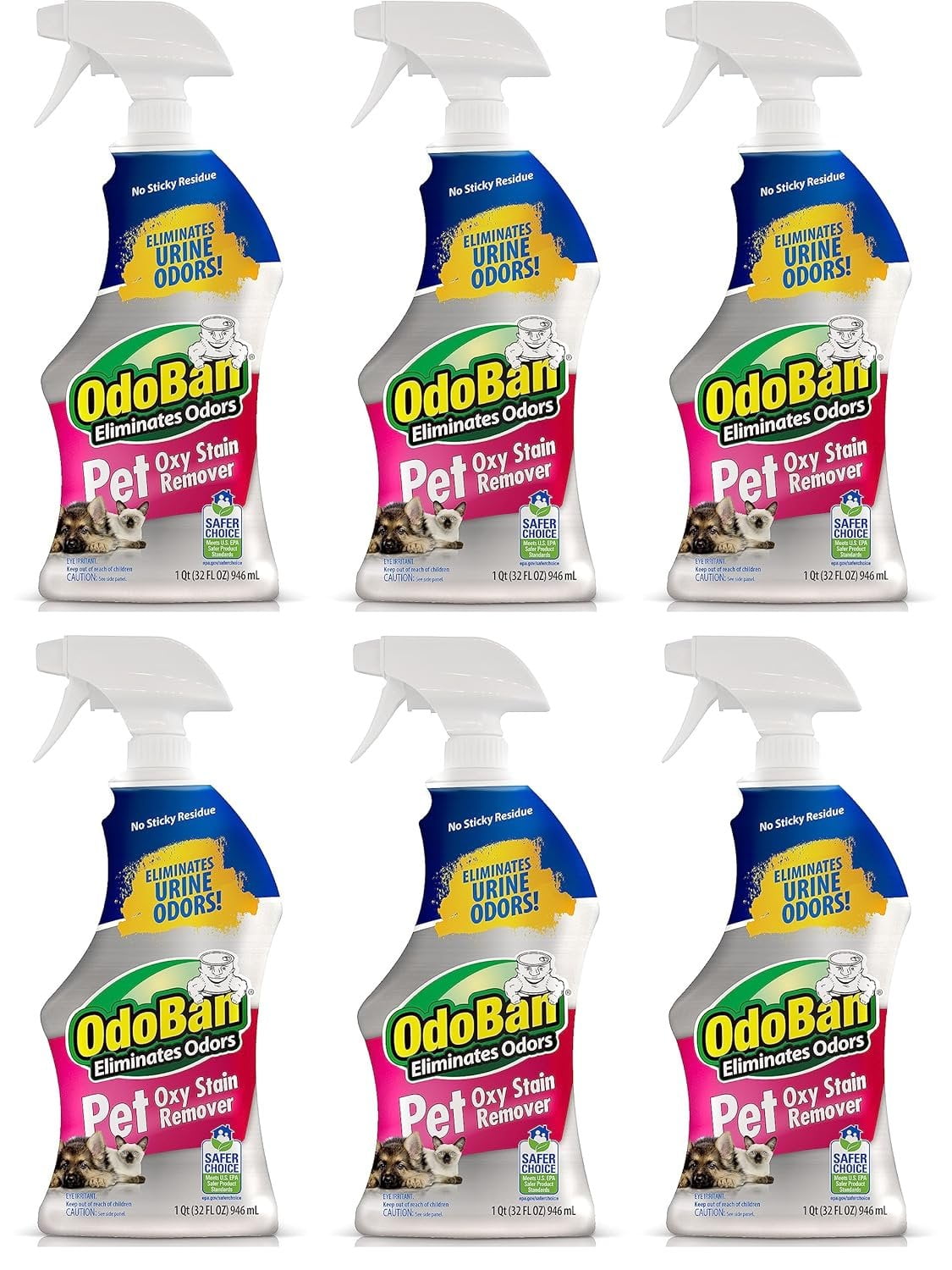 OdoBan Pet Solutions Oxy Stain Remover, Pet Stain Eliminator, 6-Pack ...