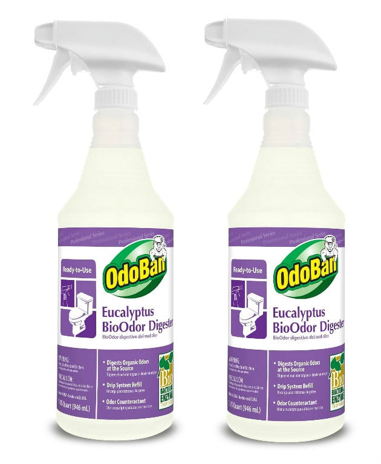 OdoBan Professional Cleaning Eucalyptus BioOdor Digester, 1 Quart Ready ...