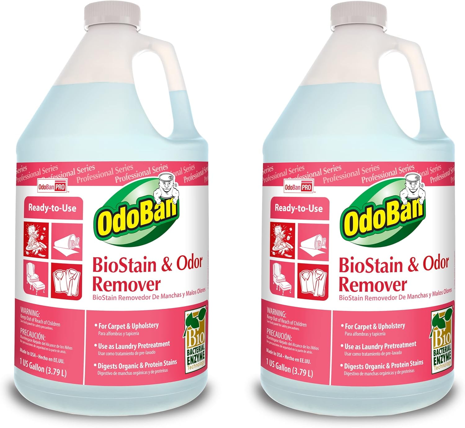 OdoBan Professional Ready-to-Use Biostain & Odor Remover, 2 Gallons ...
