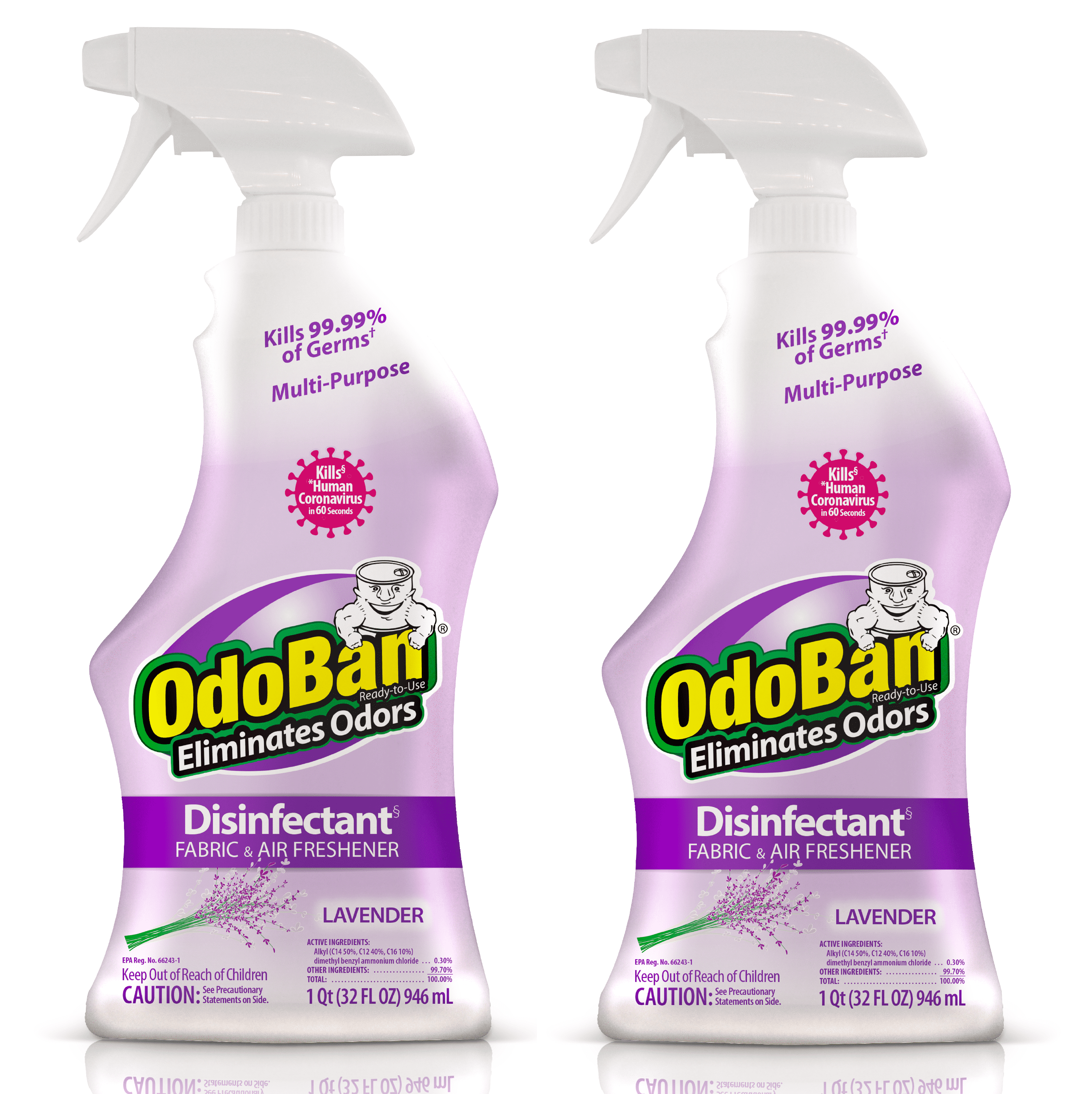 OdoBan Disinfectant/Odor Eliminator, 2x32oz Spray Bottles, Ready-to-Use ...