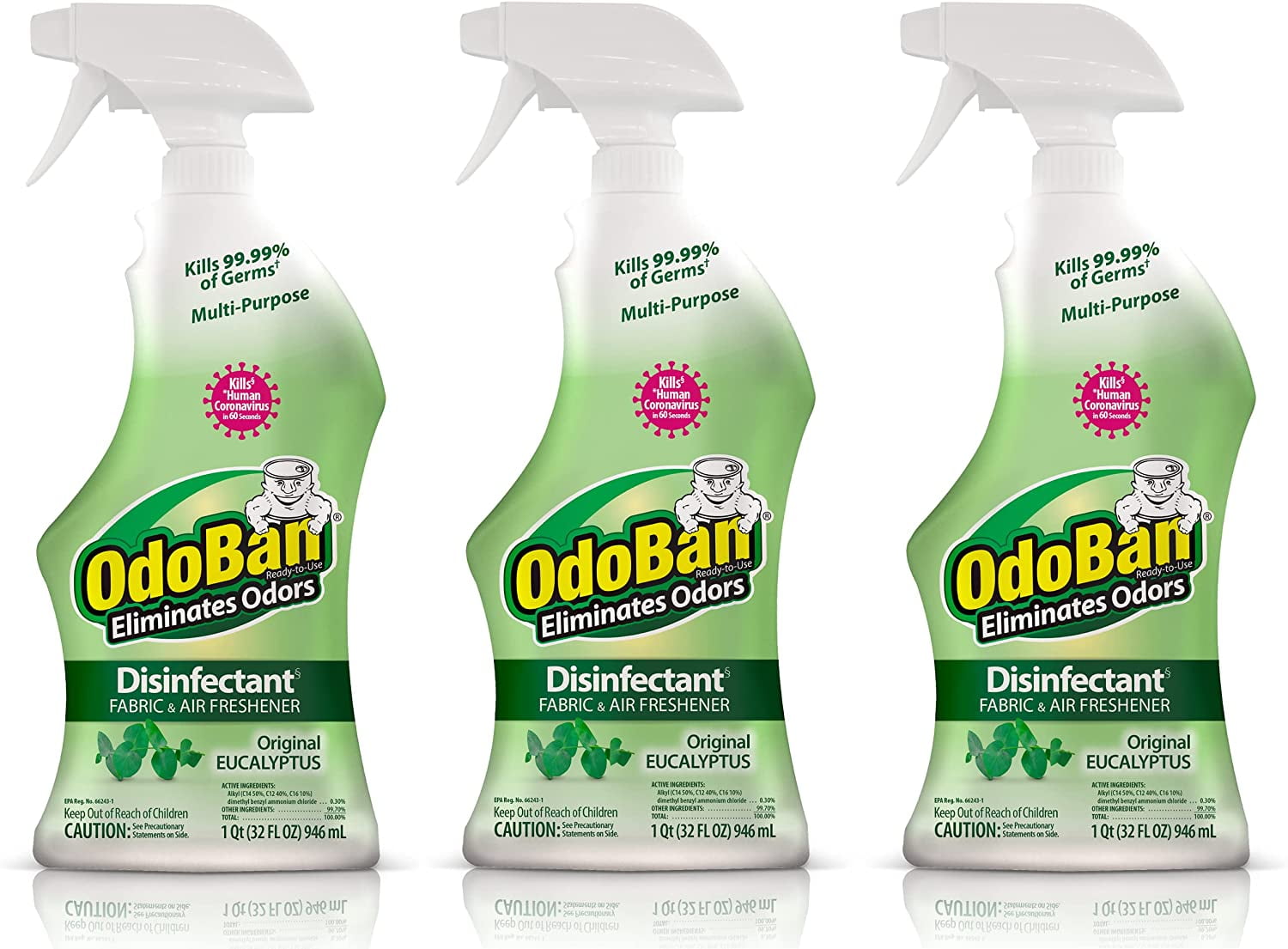OdoBan Ready-to-Use Disinfectant Cleaner and Odor Eliminator, Set of 3 ...