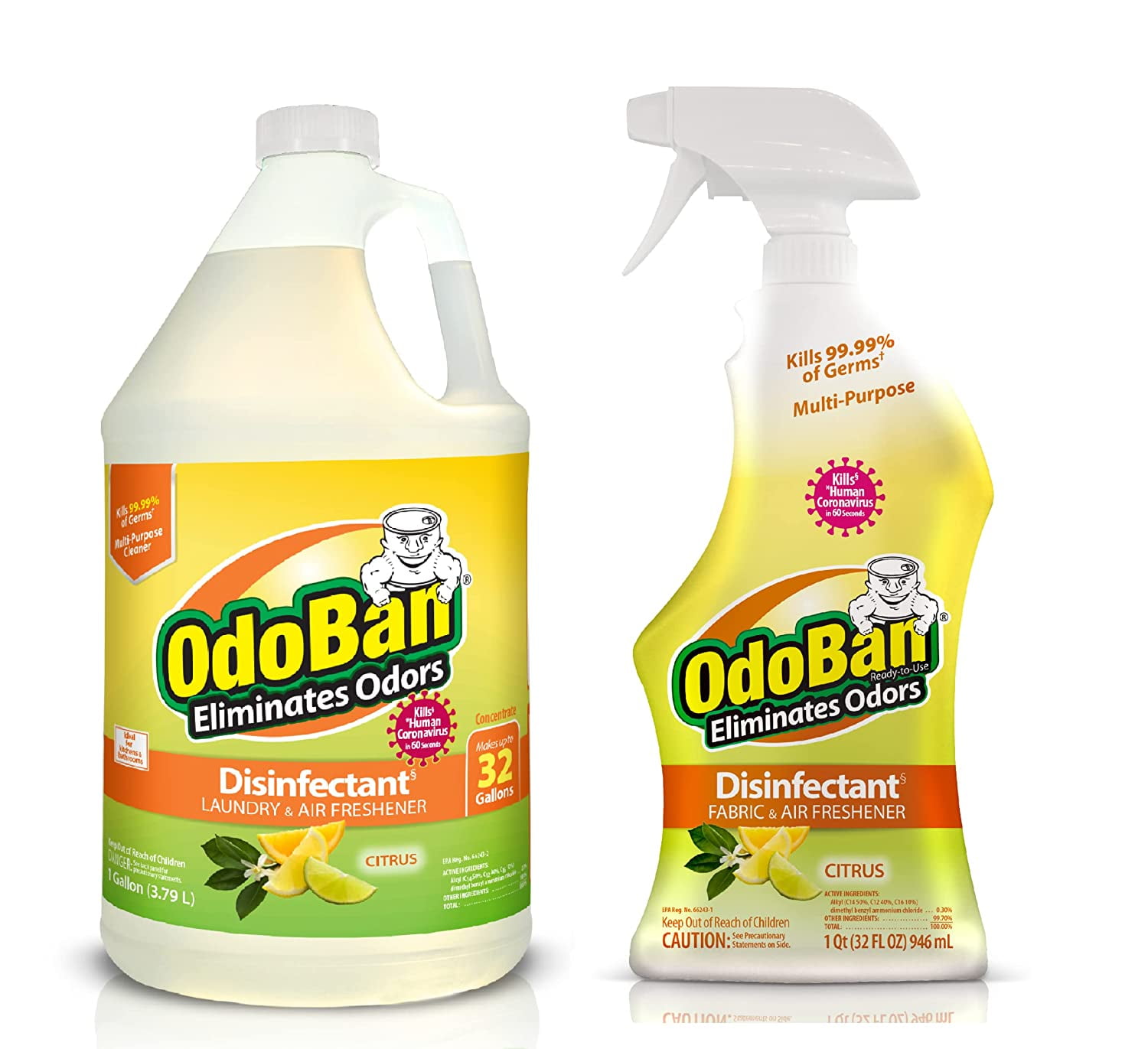 OdoBan Ready-to-Use Disinfectant and Odor Eliminator, Set of 2, 32 oz ...