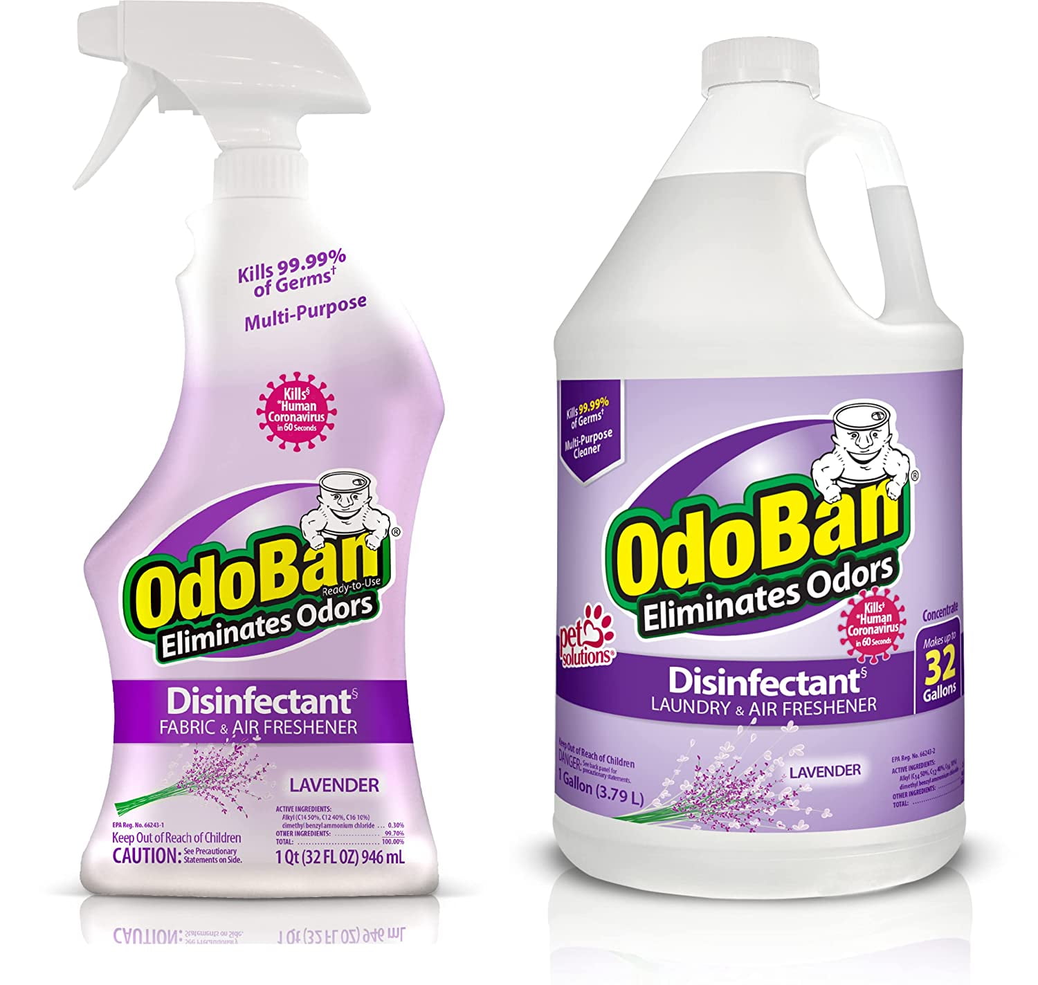 OdoBan Ready-to-Use Disinfectant Spray, Odor Eliminator, Lavender Scent ...