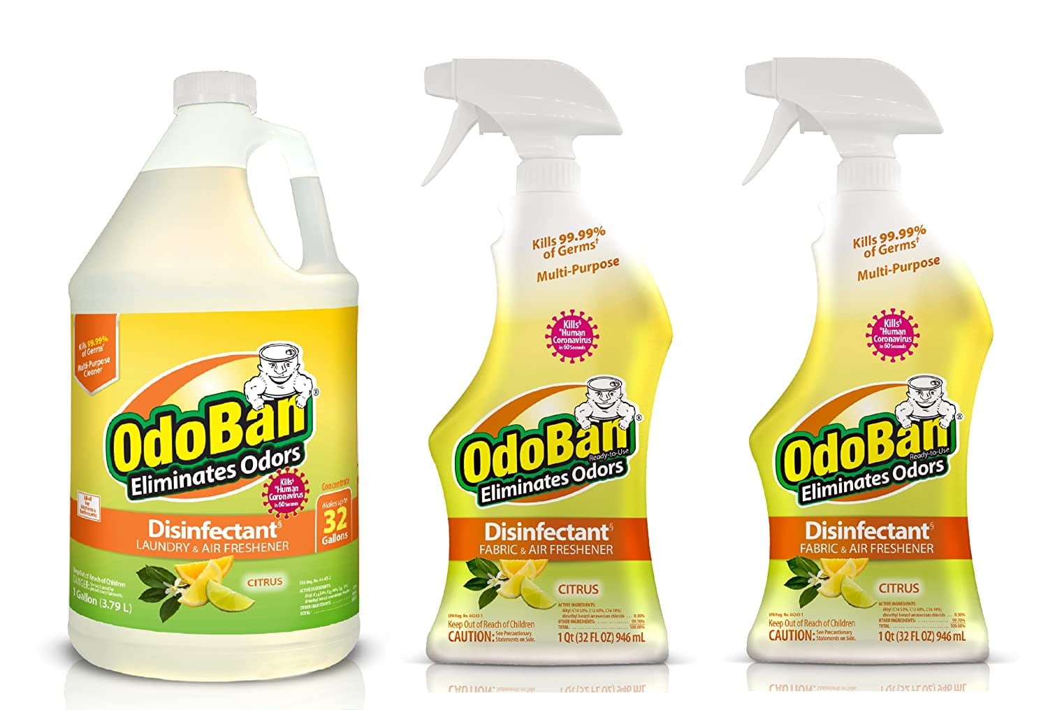 OdoBan Ready-to-Use Disinfectant and Odor Eliminator, Set of 3, 2 Spray ...