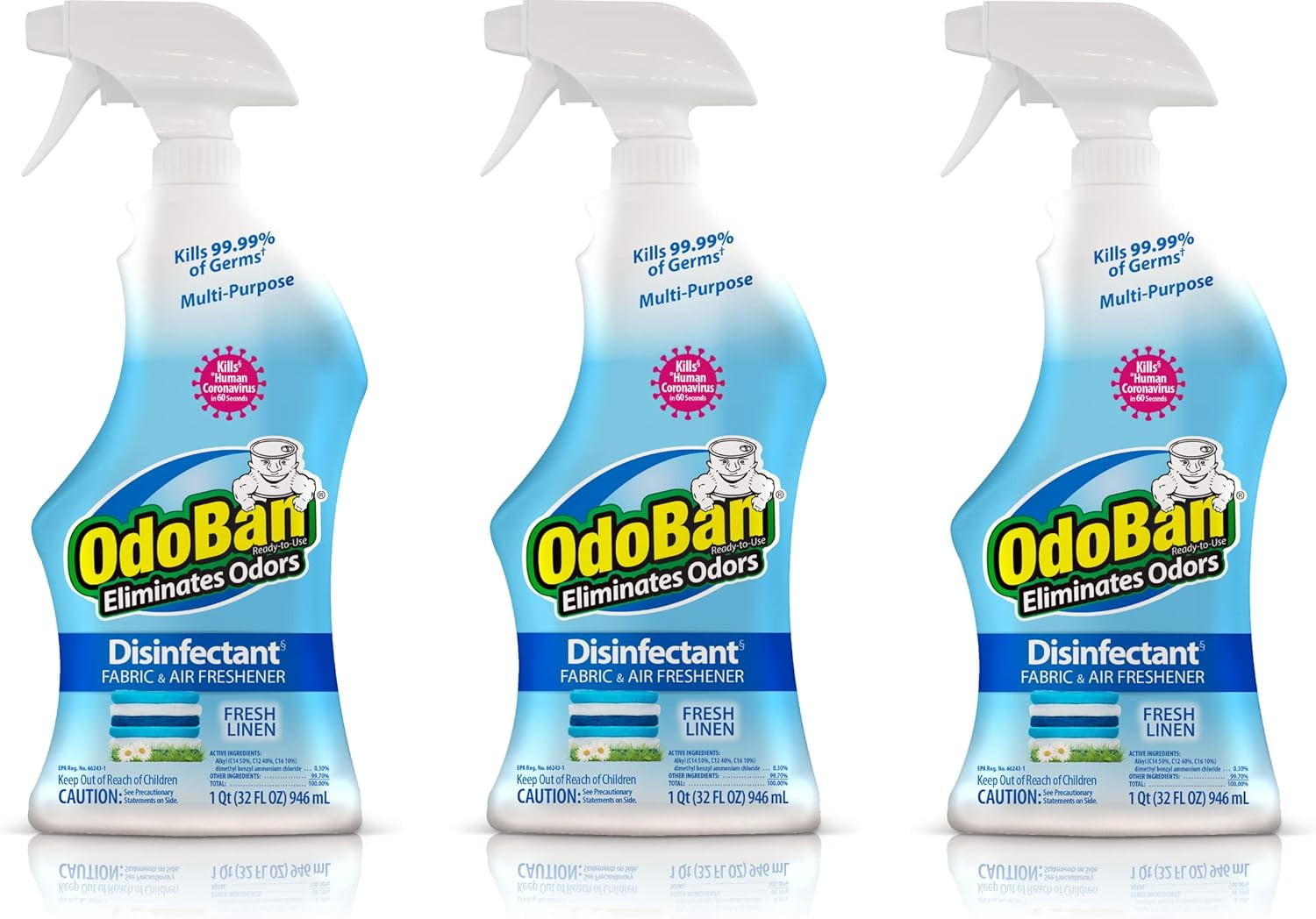 OdoBan Ready-to-Use Disinfectant and Odor Eliminator, Set of 3 Spray ...