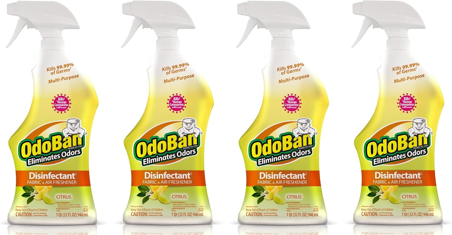 OdoBan Ready-to-Use Disinfectant and Odor Eliminator, Set of 4 Spray ...