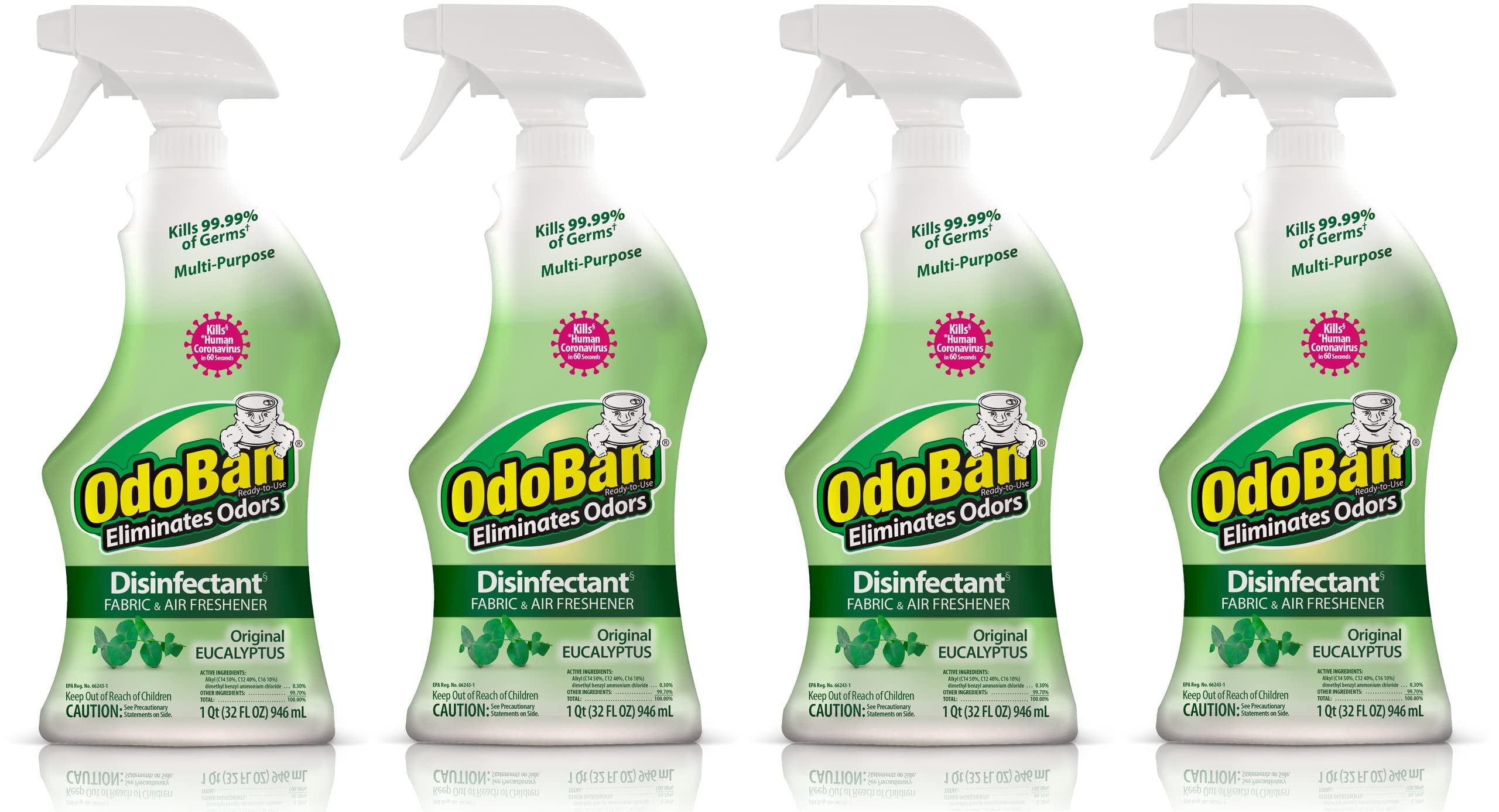 OdoBan Ready-to-Use Disinfectant and Odor Eliminator, Set of 4 Spray ...