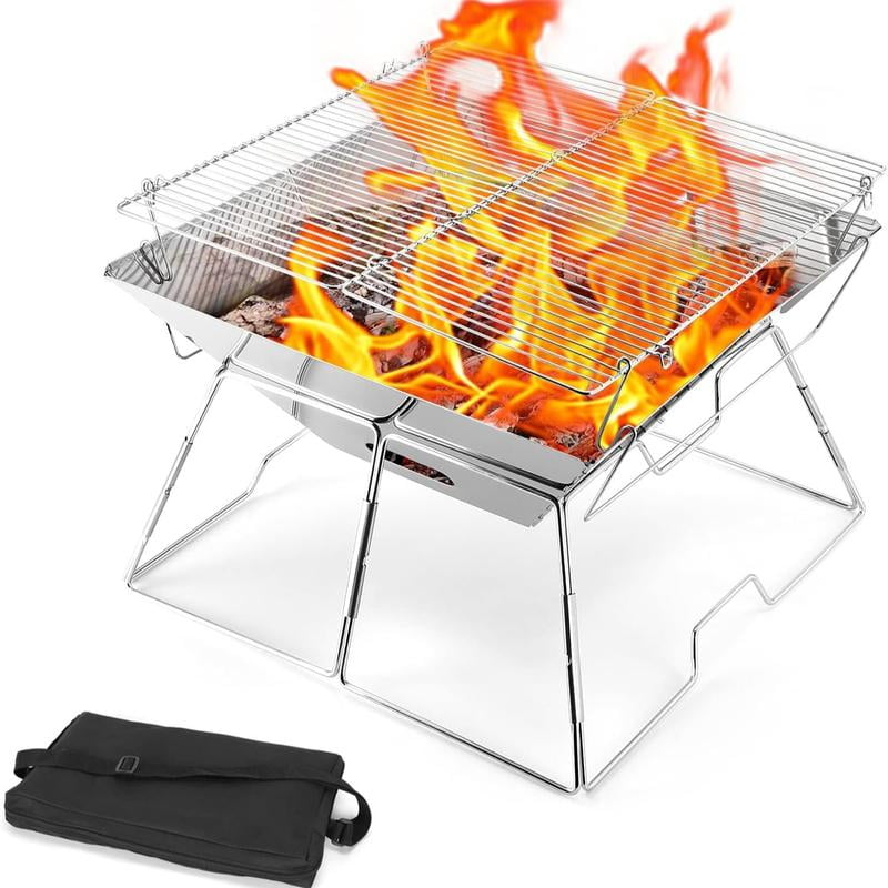 Odoland Camping Campfire Grill, Portable Folding Charcoal Grills ...