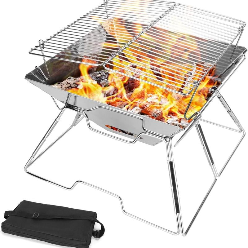 Odoland Camping Campfire Grill, Portable Folding Charcoal Grills ...