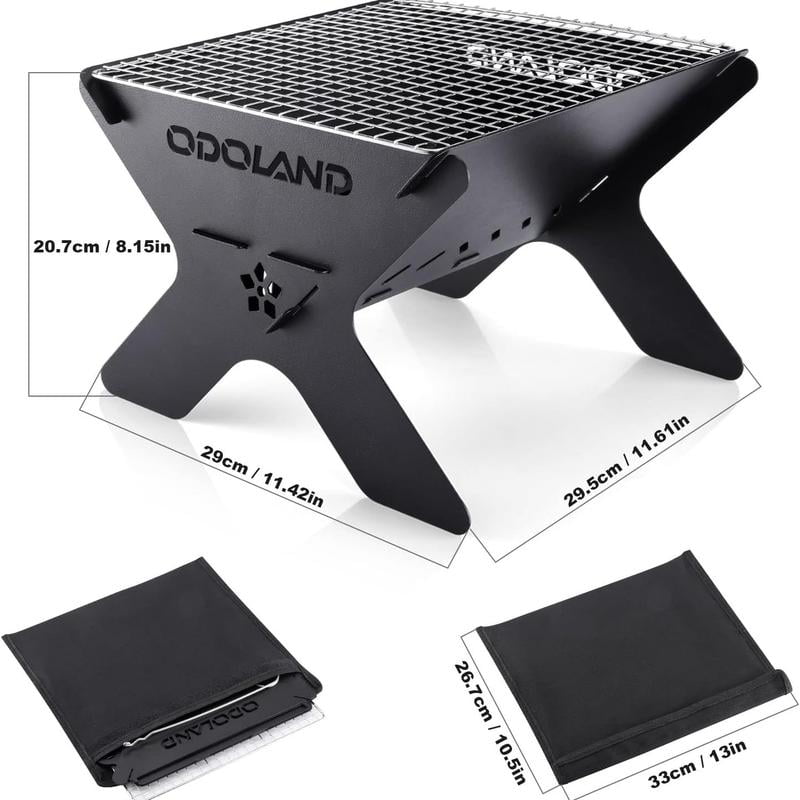 Odoland Camping Campfire Grill, Portable Folding Charcoal Grills ...