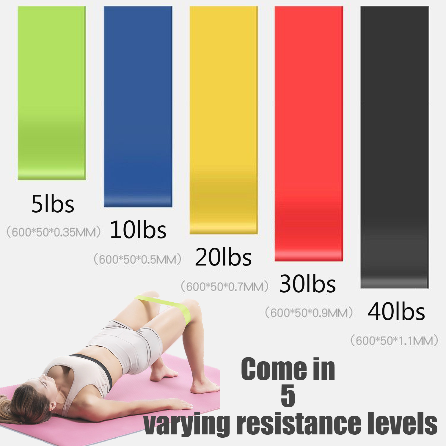 Odoland Exercise Resistance Loop Bands Set of 4 Light Medium Heavy X ...