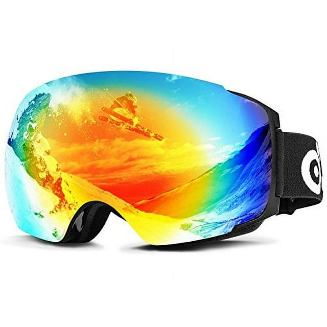 ODOLAND Ski Goggles w/ Magnetic Detachable Lens UV400 Protection Mirror ...