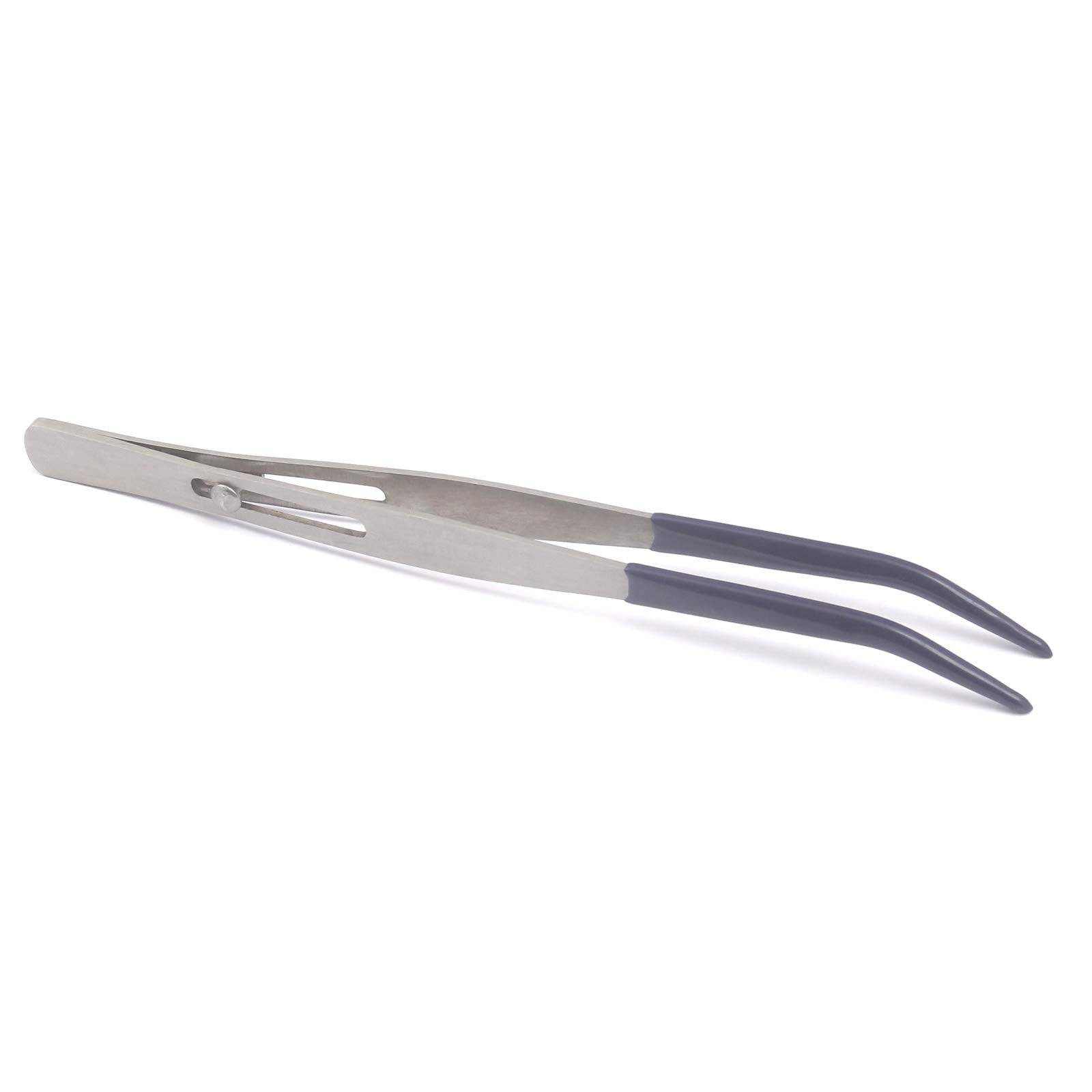 OdontoMed2011 6.5" Rubber Tipped Tweezer Bent Tip Slide Locking Button ...