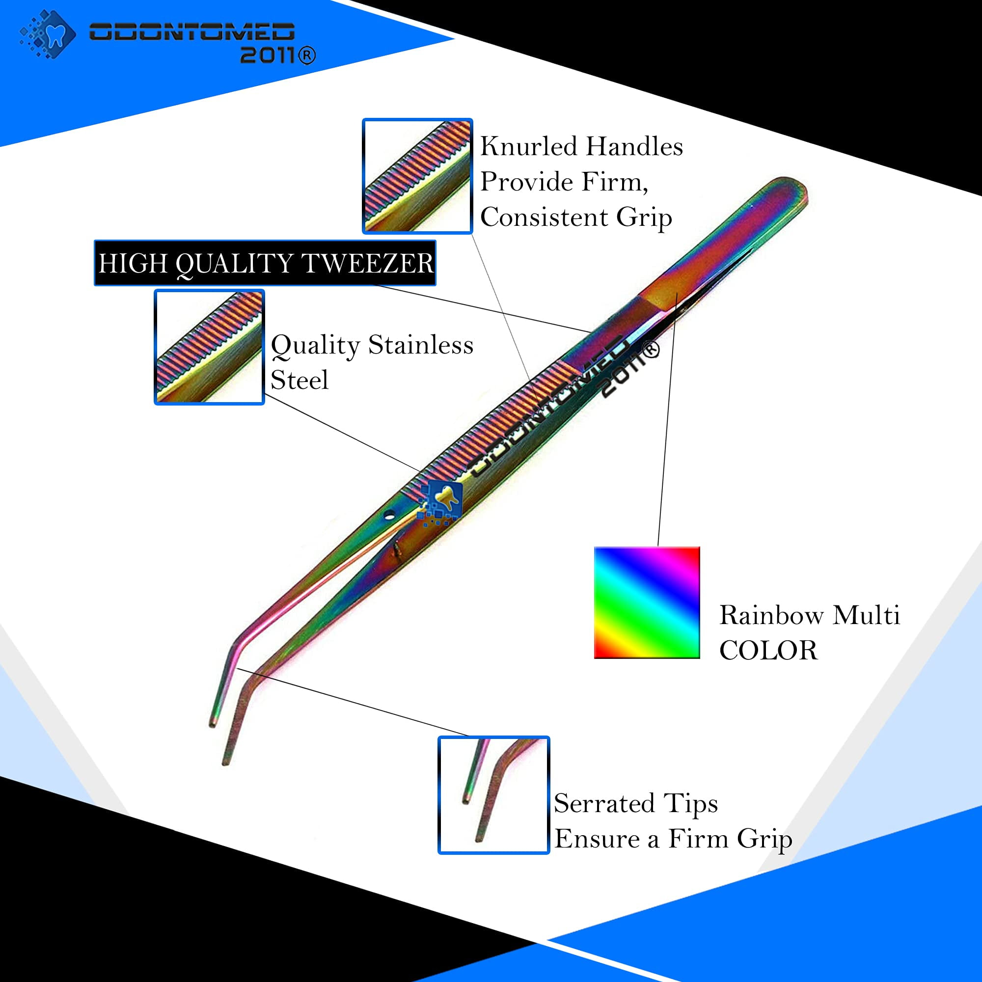 OdontoMed2011 6" Sewing Machine Tweezers Stainless Steel (Multi Color ...