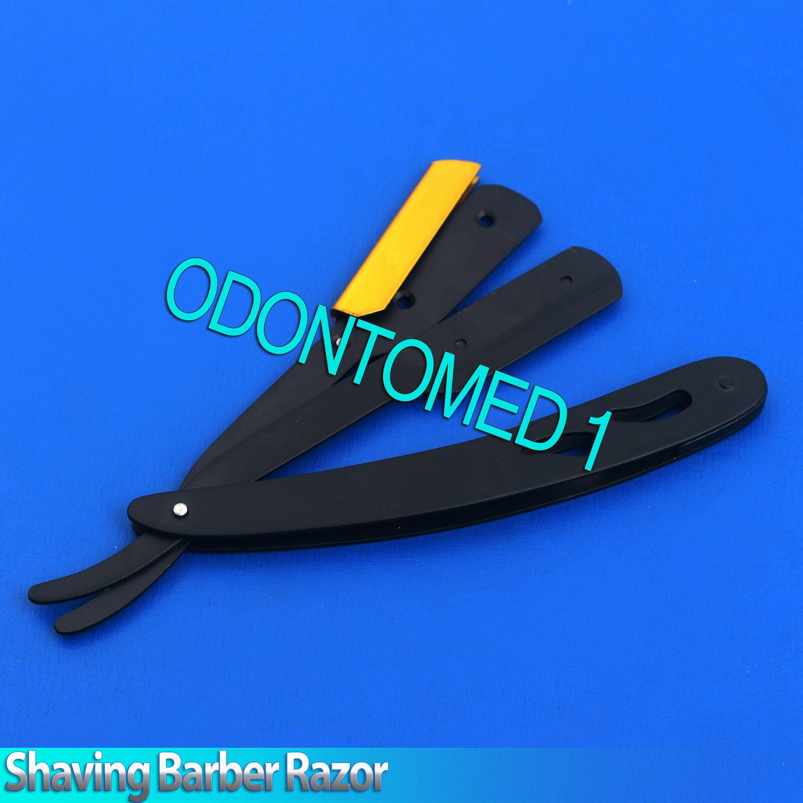 OdontoMed2011 Black & Gold Combination Stainless Steel Barber Straight ...