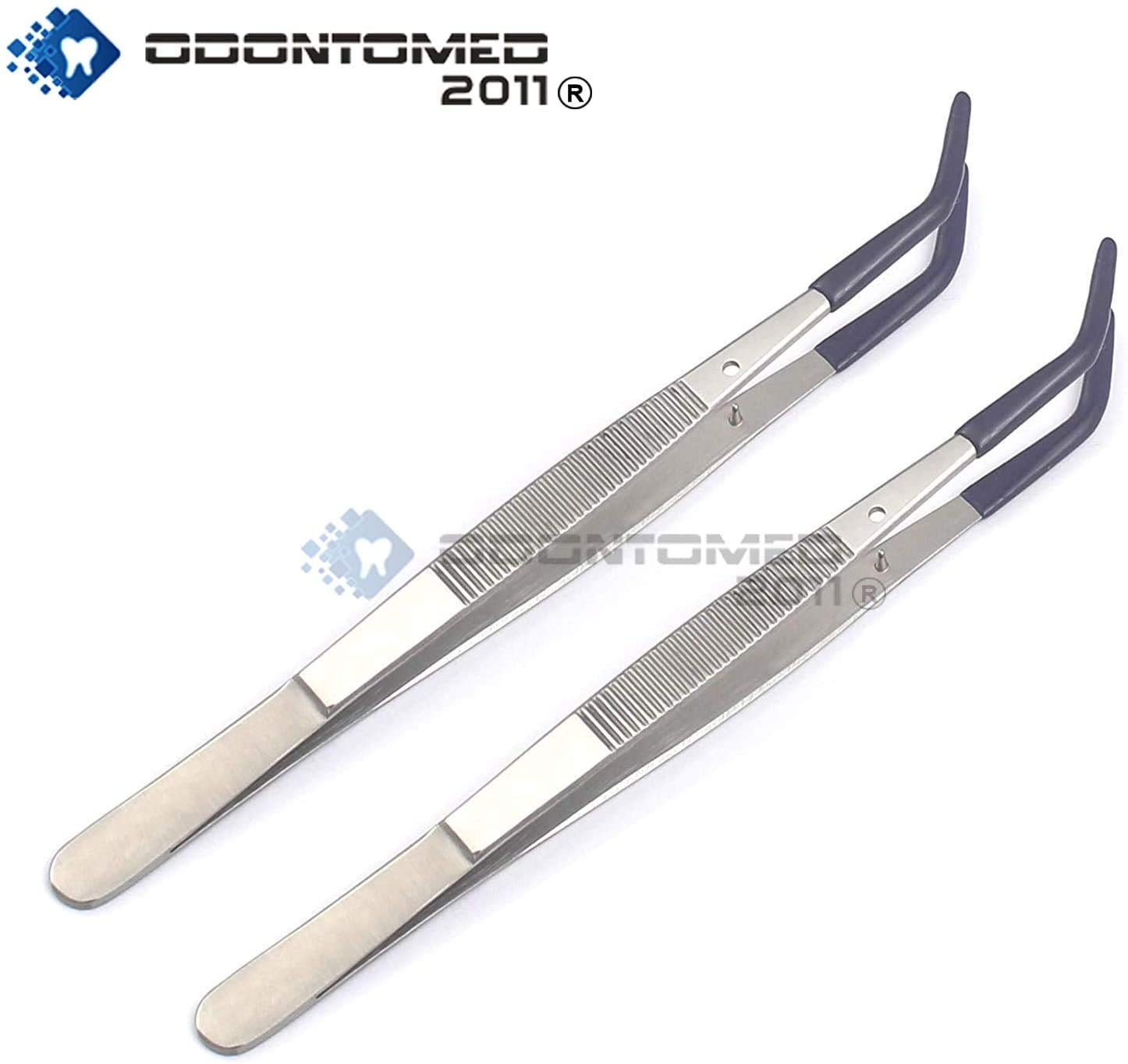 OdontoMed2011 Pack of 2 Tweezers With Rubber Tips Pvc Coated Tips Bent ...