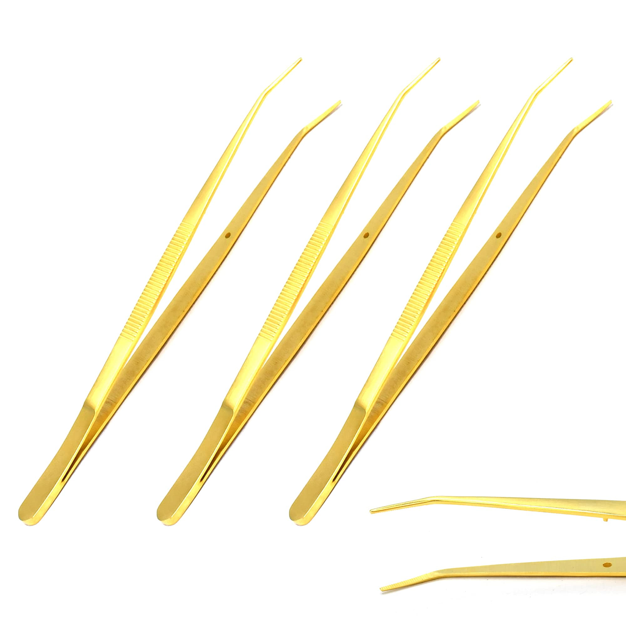 OdontoMed2011 Set of 3 Pcs Gold Plated Color Stainless Steel Tweezers ...