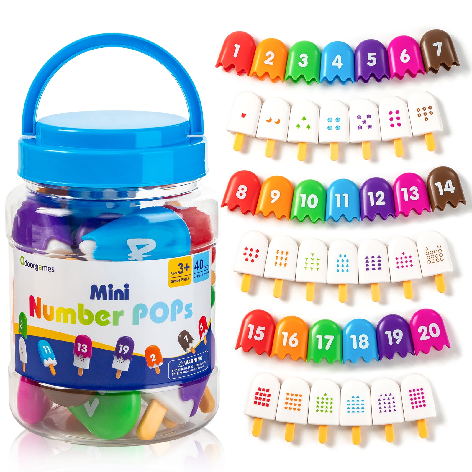 Odoorgames 40 Pcs Mini Number Pops Educational Number Toys for Toddlers ...