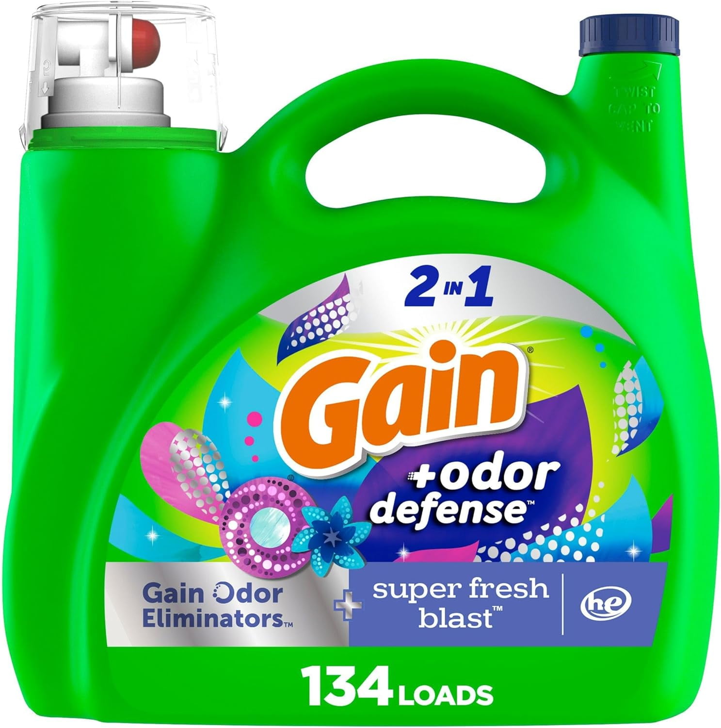 Odor Defense Liquid Laundry Detergent, Super Fresh Blast Scent, 194 fl ...