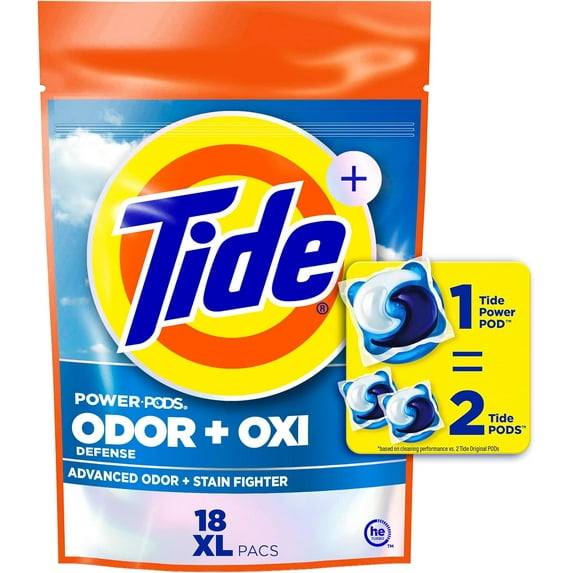 Odor Defense + Oxi Laundry Detergent Pacs, Original Scent, 18 Count ...